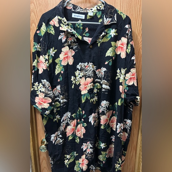 Caribbean | Shirts | Caribbean Black Shirt With Floral Design | Poshmark